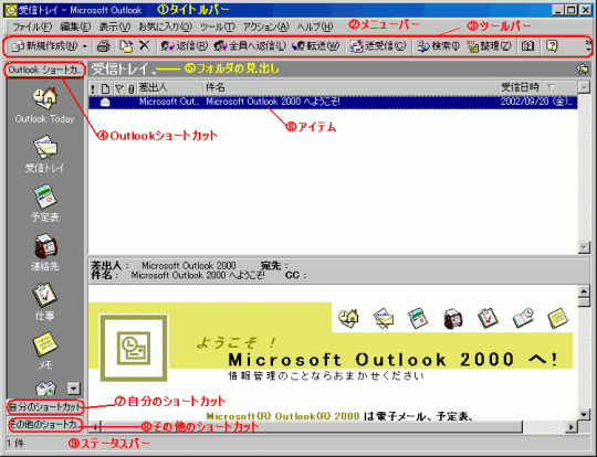 Outlook 2000を起動してみよう