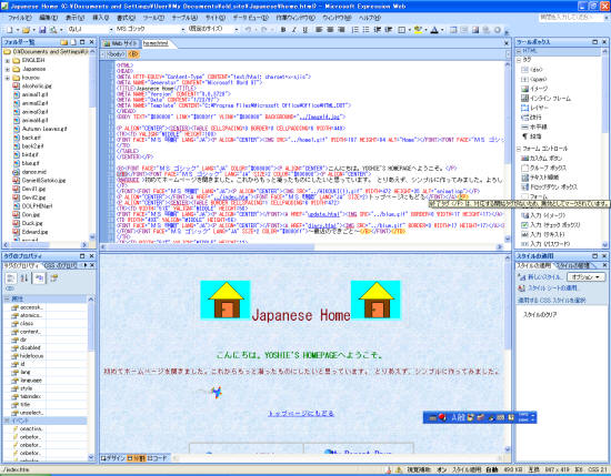 Expression Web：1. W3Cに準拠しないタグの検出および修正 - 検出されたコードエラー